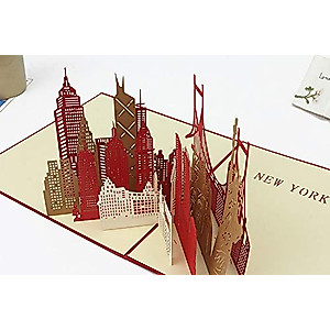 New York 3D Pop Up Card and Envelope - Unique Pop Up Greeting Card for Birthday, Mother's Day, New Year, Anniversary, Valentine, Wedding, Graduation, Thank You. New York