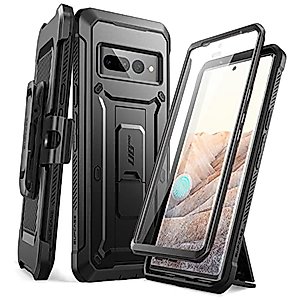 SUPCASE Unicorn Beetle Pro Series Case for Google Pixel 7 Pro (2022 Release), Full-Body Rugged Belt-Clip & Kickstand Case with Built-in Screen Protector (Black)