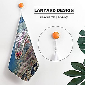 Golden Trout Hanging Hand Towel Handkerchief with Hanging Loop for Home Kitchen Bathroom Laundry Room