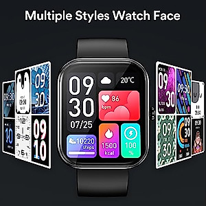 MIYOKO Smart Watch Bluetooth Call for Men Women, 2" HD Touch Screen IP67 Waterproof Smartwatch Fitness Tracker Heart Rate, Sleep Monitor, Blood Oxygen Pressure for Android and iOS. (Black)