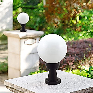 NAMFMS Simple Round Pillar Lanterns Outdoor Waterproof Pillar Lights PS Plastic Material Post Light Villa Landscape Lantern Home Door Street Lamp Garden Decorative Column Lamps (White)