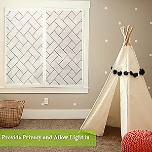 Privacy Window Film Frosted Stained Glass Door Film Decorative Static Cling UV Blocking Non-Adhesive Window Covering Stickers Tints for Home Shower Office,17.5 inches by 78.7 inches