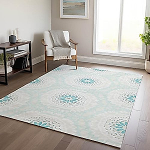 Addison Rugs Chantille ACN619 Teal 9' x 12' Indoor Outdoor Area Rug, Easy Clean, Machine Washable, Non Shedding, Bedroom, Living Room, Dining Room, Kitchen, Patio Rug