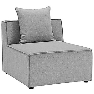 Modway Saybrook Outdoor Patio Upholstered Sectional Sofa Armless Chair in Gray