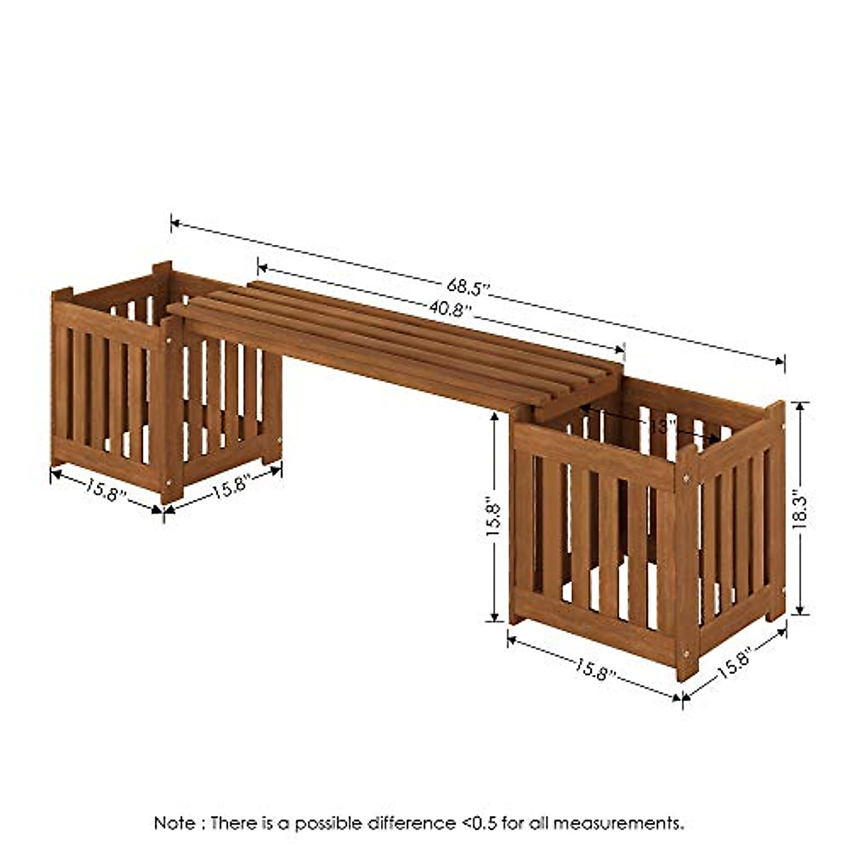 Furinno FG19455 Tioman Hardwood Outdoor Lifestyle Flowerbox, 1-Pack, Natural