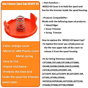 Vypart AF 100 Trimmer Line Replacement AF-100 fit for Black and Decker, with 385022-03 Trimmer Line Cap and Spring（18 Spool+4 Cover