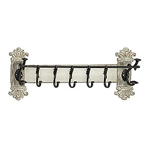 Deco 79 Metal 7 Hangers Wall Hook, 33" x 6" x 13", White