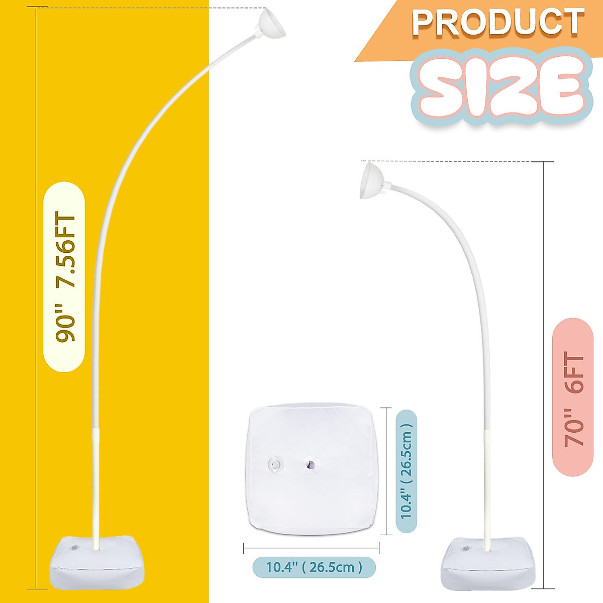 OurWarm 7.5Ft & 6Ft Balloon Arch Stand, Free Bending Shape Balloon Arch Kit, Half Arch Balloon Stand with Base, Balloon Column Stand Kit for Wedding Birthday Baby Shower Graduation Easter Decorations