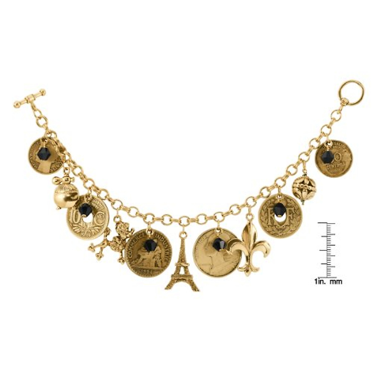 French Coin Charm Bracelet