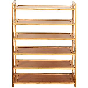 6 Tier Wood Bamboo Shelf Entryway Storage Shoe Rack Home Furniture Organizer Bench Holder Seat Natural Hallway Home
