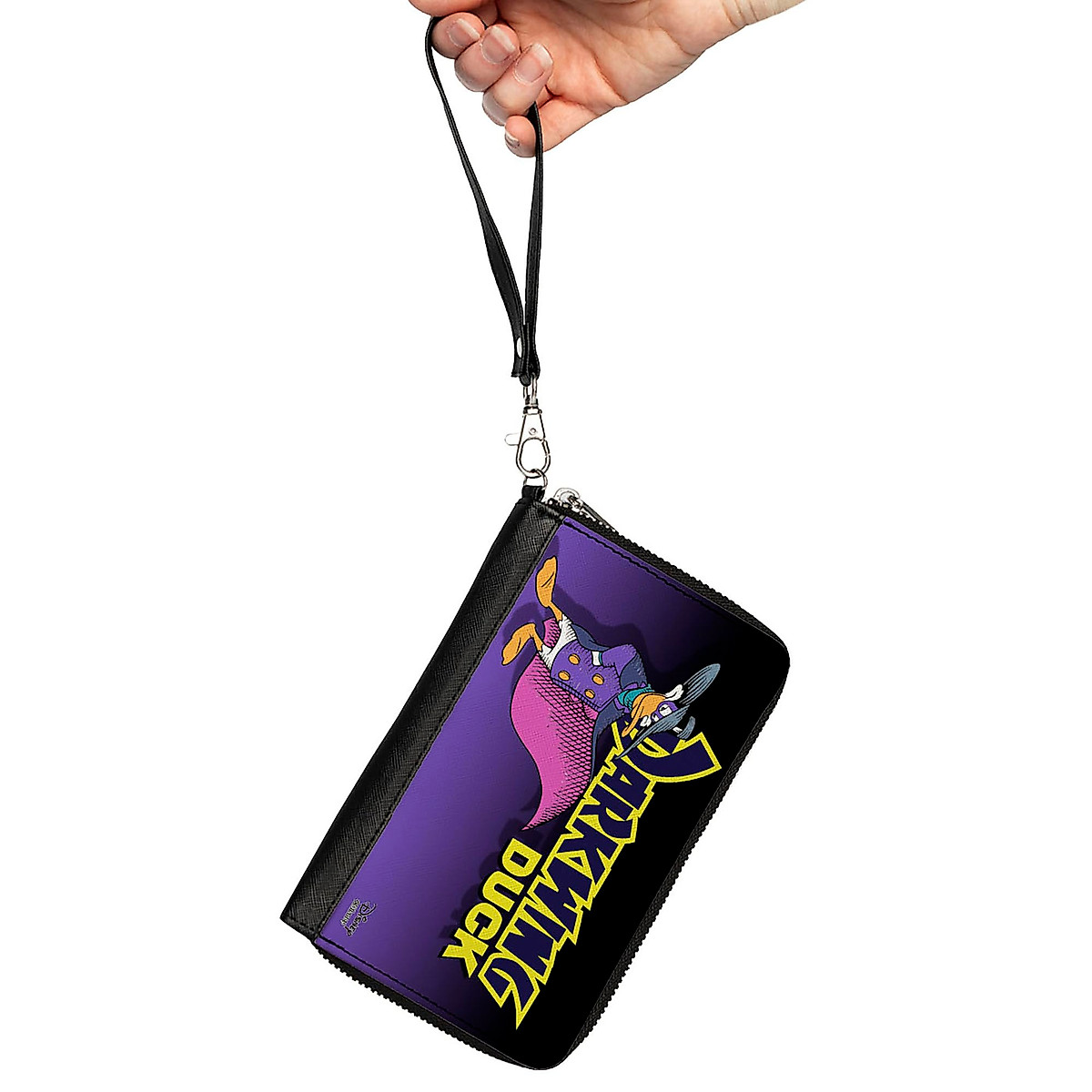 Buckle-Down Women's PU Zip Around Wallet Rectangle-Darkwing Duck, 7.5"x4.5"