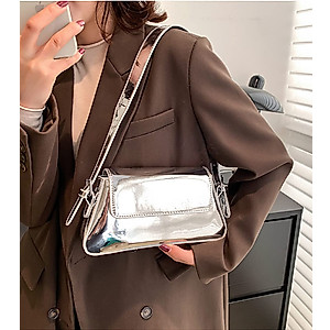 Evening Bag Women Hobo Bag Clutch Y2k Sparkly Silver Purse Tote Handbag Shoulder Party/Cute Crossbody Bags with Wallet