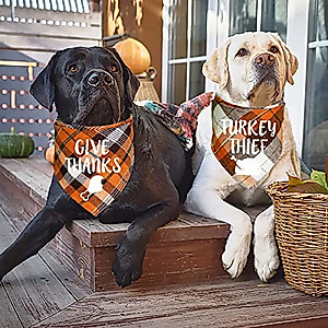 JOTFA Thanksgiving Day Dog Bandanas, Holiday Fall Plaid Dog Puppy Bandana Scarf Costume for Small Medium Large Dogs Pets