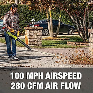 Sun Joe 24V-TB-LTE 24-Volt iON+ Jet Blower Cordless Compact Turbine Leaf Blower 100-MPH, Kit (w/2.0-Ah Battery + Quick Charger)