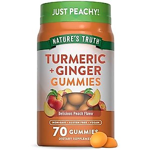 Nature's Truth Turmeric and Ginger Gummies | 70 Count | Peach Flavor | Vegan, Non-GMO, & Gluten Free Supplement
