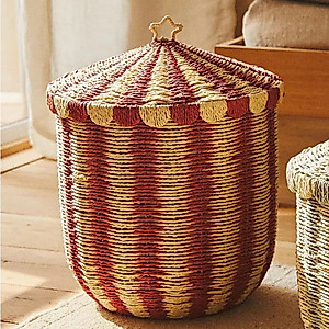 Bothyi Woven Storage Basket Laundry Basket Bin Storage Container Toys Organizer Sundries Organizer for Playroom Nursery Blanket Toys, 37cmx43cm