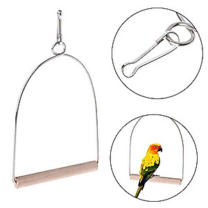 Parrots Swing Toys, Natural Wooden Birds Perches Hanging Bird Stands, Creative Parrots Hammocks Bird Supplies for Parakeets Cockatiels(1)