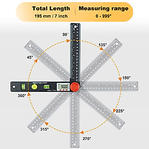 VOLCANOES CLUB Magnetic Digital Angle Finder with 3 in 1 Digital Angle Finder Protractor - Woodworking Tool Set for Carpenters, Plumbers, Building Trades
