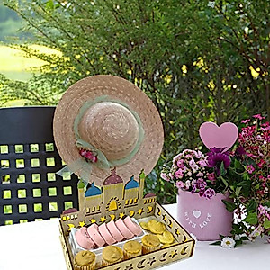 KYMY Wooden Eid Mubarak Dessert Tray,Muslim Rectangle Wooden Plate Tray for Islamic Ramadan Festival Party,Dessert Food Fruit Wooden Storage Tableware for Ramadan and EID Mubarak Decorations