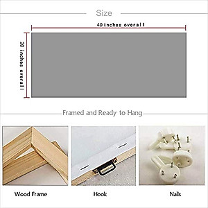 Arjun Flowers Canvas Wall Art Landscape Painting, Modern Spring Nature Wildflowers Daisy Floral Picture Artwork Large Framed for Bedroom Living Room Bathroom Home Office Wall Décor, 40"x20" One Panel