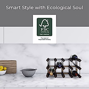 RTA - Freestanding Wine Rack, for Floors and Countertops, Made from Premium Quality FSC Pine, Fully Assembled, for Wine and Champagne, Made in The UK (12 Bottles) (Dark Pine)