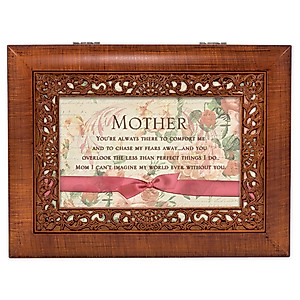 Cottage Garden Mother Woodgrain Ornate Music Box Plays Wind Beneath My Wings