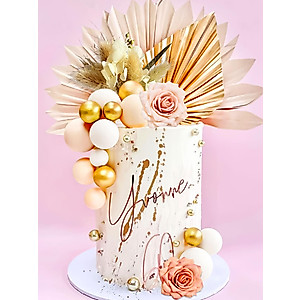 JeVenis Natural White Boho Cake Topper Boho Cake Decorations Cake Flowers Decorations Floral Cake Topper for Baby Shower Wedding Bridal Birthday Party Supplies