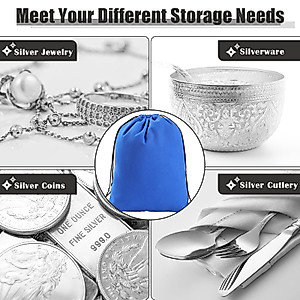 8 Pcs Silver Storage Bags Anti Tarnish Storage Bags 18" x 18" 9" x 11.8" Silver Protector Bags for Jewelry Silverware Protection Resistant Tarnish Storage Bags for Silverware Flatware (Blue)