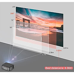 TOEWOE Mini Projector, Portable Video Projector, 50000 Hours Multimedia Home Movie Projector, Compatible with Full HD 1080P HDMI, USB, AV, Laptop, Smartphone