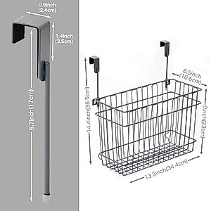 EZOWare Over the Cabinet Door Hanging Organizer Holder, Wall Mountable Deep Metal Storage Basket for Household Kitchen Bathroom Pantry Items (Large)