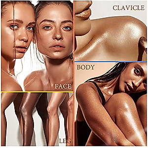 Liquid Illuminator, Firstfly Body Highlighter Makeup Smooth Shimmer Glow Liquid Foundation for Face & Body（#03 Glistening Bronze）