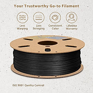 DURAMIC 3D PETG Filament 1.75mm Black, 3D Printing Filament 1kg Spool(2.2lbs), Black Filament 1.75mm Dimensional Accuracy +/- 0.05 mm Non-Tangling Non-Clogging Non-Stringing