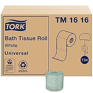 Tork Bath Tissue Roll Universal 2-ply For everyday use at home Biodegradable 4.375x3.75", 500 sheets/roll, 96 rolls/case