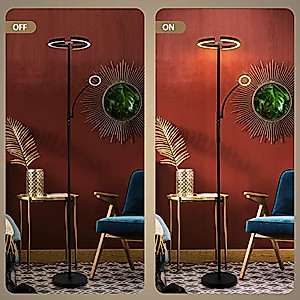 FIMEI Split Floor Lamp, Modern Bright LED Rotatable Floor Lamp with Reading Light for Home, Standing Lamp with Stepless Dimming and 3000K-6000K Color Temperature, Touch and Remote Control-Black