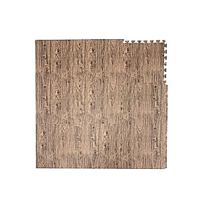 Tadpoles Natural Wood Grain Playmat Set, 9 Interlocking Foam Mats with 12 Border Pieces, Soft and Durable | Total Floor Coverage 56” x 56” | for Kids and Adults | Cherry Wood Print