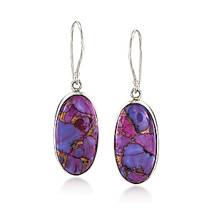 Ross-Simons Purple Turquoise Oval Drop Earrings in Sterling Silver