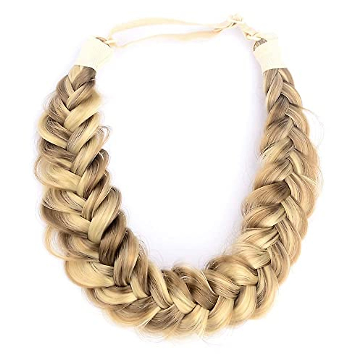 DIGUAN Messy Wide 2 Strands Synthetic Hair Braided Headband Hairpiece Women Girl Beauty accessory, 62g/2.1 oz (Highlighted)