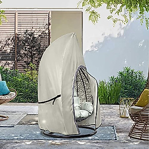 STEECA Patio Hanging Egg Chair Cover - Waterproof Outdoor Wicker Egg Swing Chair with Stand Cover, Single Seat