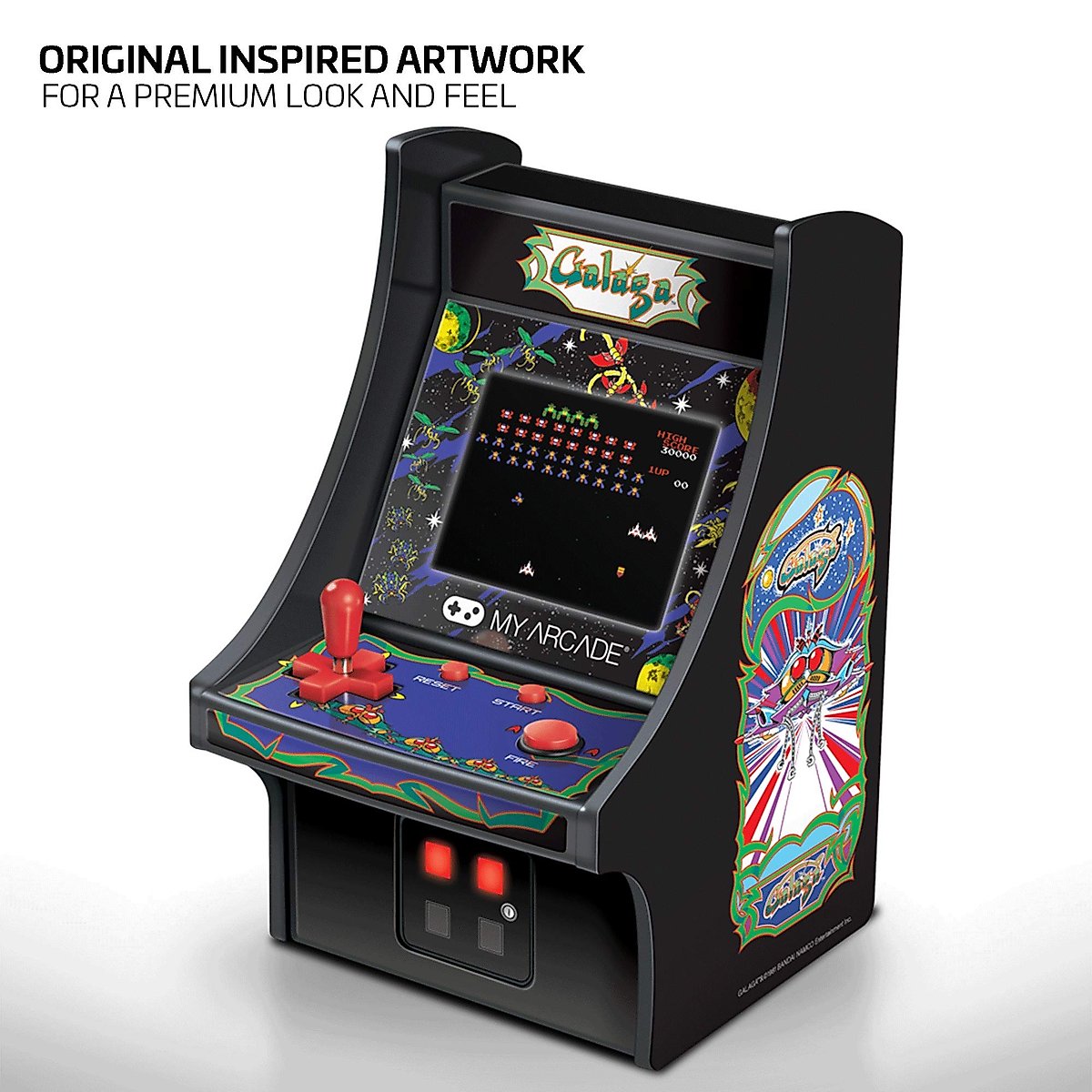 My Arcade Micro Player Mini Arcade Machine: Galaga Video Game, Fully Playable, 6.75 Inch Collectible, Color Display, Speaker, Volume Buttons, Headphone Jack, Battery or Micro USB Powered