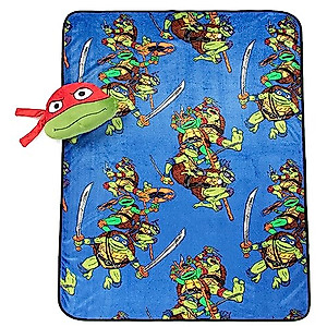 Nickelodeon Teenage Mutant Ninja Turtles Mutant Mayhem Raphael Nogginz Set - 40 x 50 Inch Blanket & Plush Pillow Set, Kids Super Soft 2 Piece Set