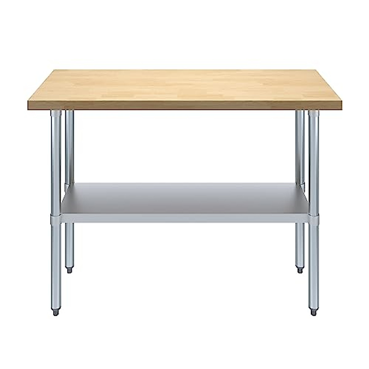 AmGood 18" x 48" Maple Wood Top Work Table with Adjustable Undershelf
