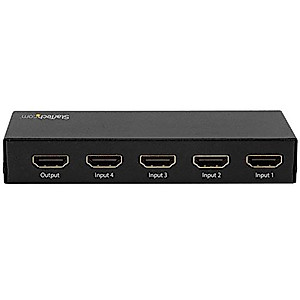 StarTech.com HDMI 2.0 Switch - 4 Port - 4K 60Hz - HDMI Automatic Video Switch Box - Multi Port Hub w/ 1 In 4 Out Functionality (VS421HD20)