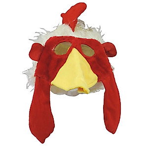 Jacobson Hat Company Chicken Rooster Plush Mask Hat, Red, Size Large