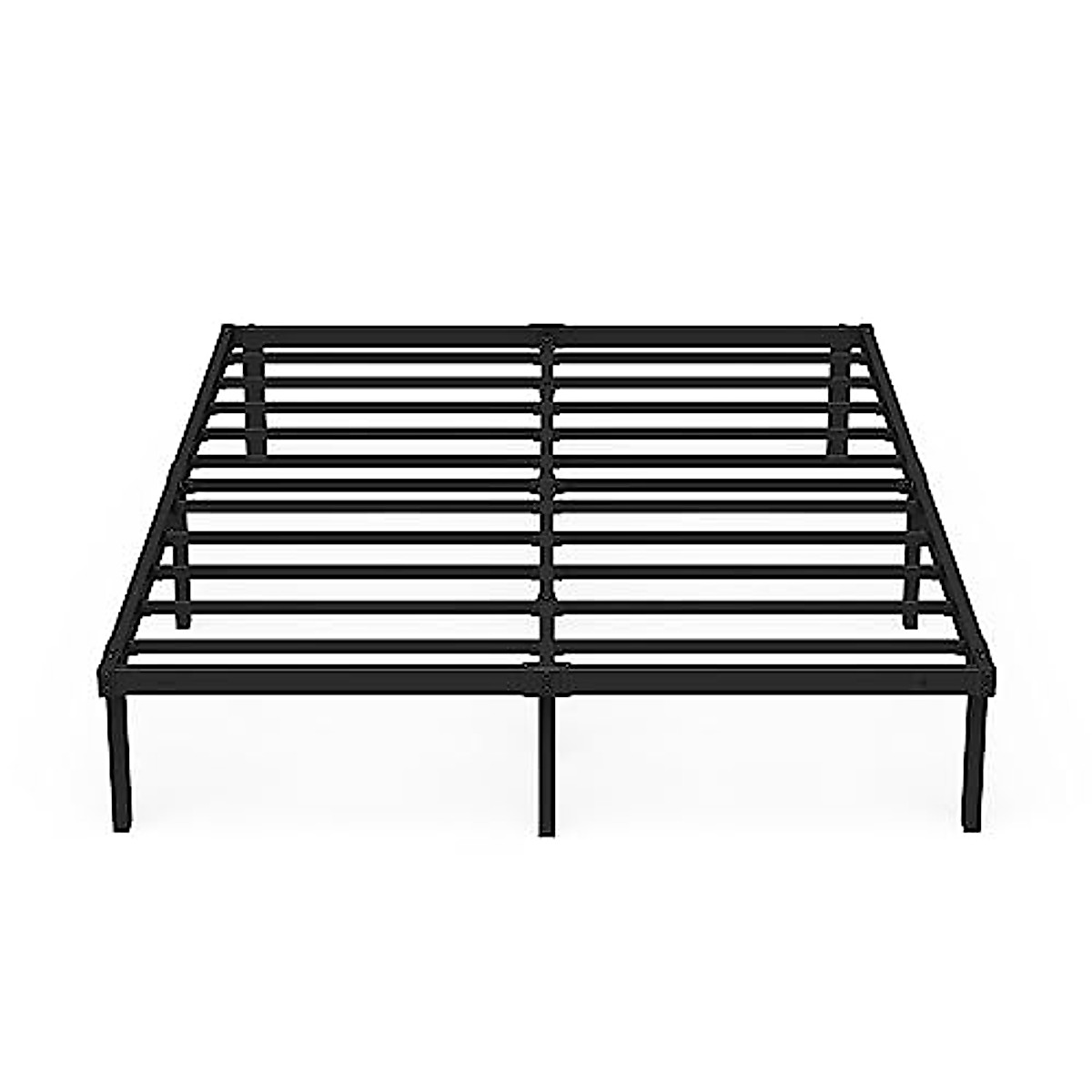 Flolinda Foldable Full Size Bed Frame Metal Platform Bed Sturdy Full Bed Frame 10 Minutes Quick Assembly Steel Slats 11 Legs Support No Box Spring Needed Noise-Free 14inch Black