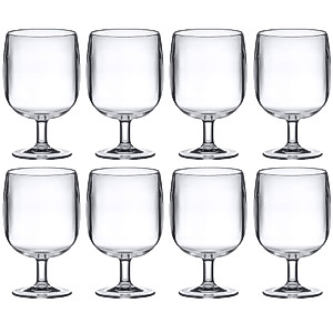 Amazing Abby - Stacy - 12-Ounce Stackable Plastic Wine Glasses (Set of 8), Reusable Plastic Wine Glasses, BPA-Free and Shatter-Proof, Perfect for Poolside, Outdoors, Camping, and More