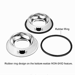 Legendog Cat Bowl Pet Bowl Stainless Steel Cat Food Water Bowl with Non-Slip Rubber Base Small Pet Bowl Cat Feeding Bowls Set of 3 (Multicolor)