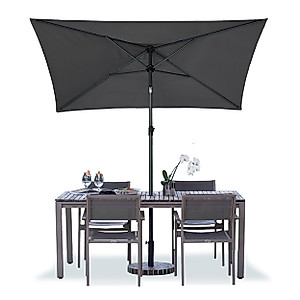 AMMSUN 6.6 x 4.3ft Rectangular Patio Umbrella Small Table Umbrella Outdoor Patio Steel Pole and Ribs, Grey