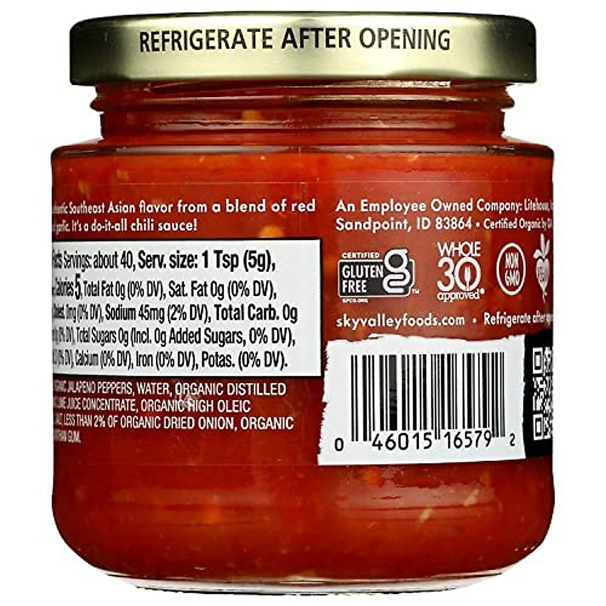 Sky Valley Sambal Oelek Chili Paste - Red Chili Paste, Made with Red Jalapenos & Garlic, Gluten Free, Vegan, Keto, USDA Organic, Non-GMO, Sambal Oelek Sauce, Chili Paste Asian - 7 Oz