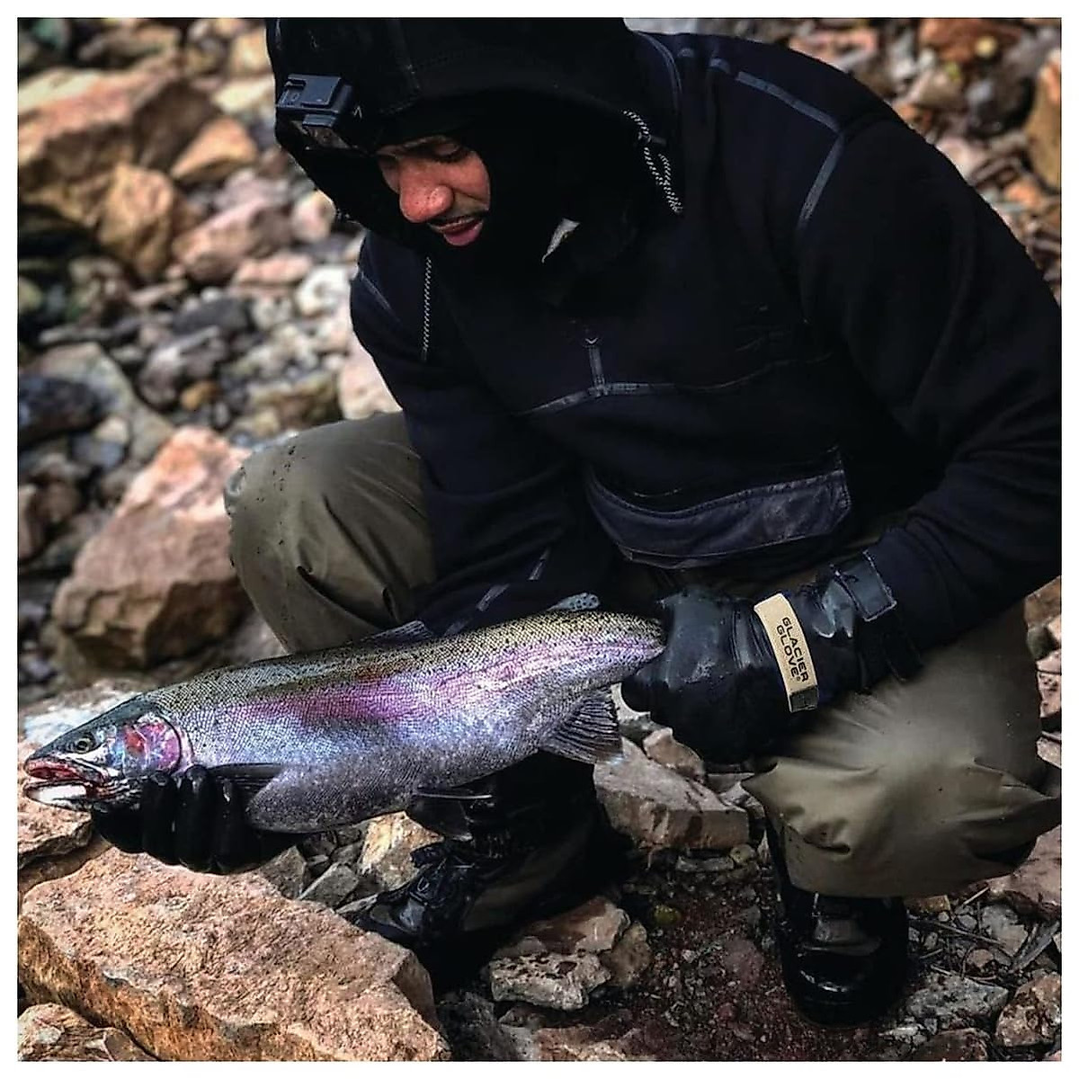 Glacier Glove Men's Perfect Curve Waterproof Fleece-Lined Blind Stitched Neoprene Gloves | Seamless Palm | Pre-Curved Fingers, Black, Small