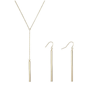 Long Gold Necklaces for Women Trendy Long Layered Necklaces Slip Chain Choker Necklace Gold Earrings and Necklaces Set for Wedding Jewelry Gold Bar Y Lariat Necklace Summer Wedding Guest Dresses Accessories